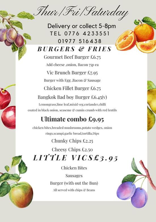 Menu at VICTORIA HOTEL pub & bar, Castleford, 63 Main St
