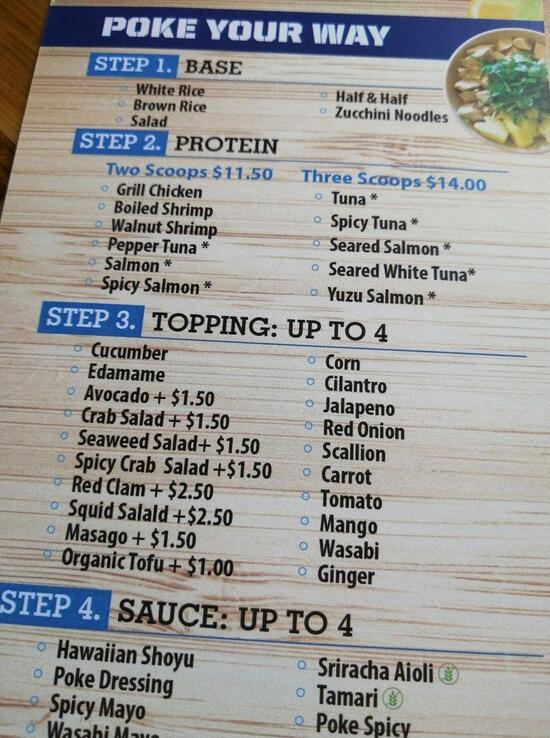 Carta de Poke Cafe, Flemington