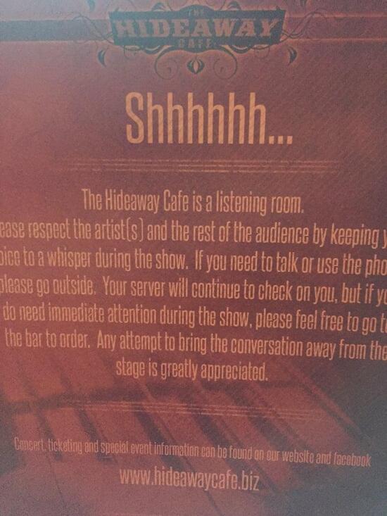 Menu at Hideaway Cafe, Saint Petersburg