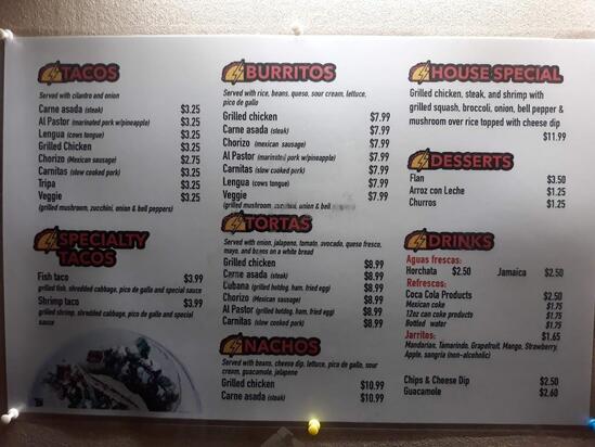 Menu at TACO RICO restaurant, Griffin