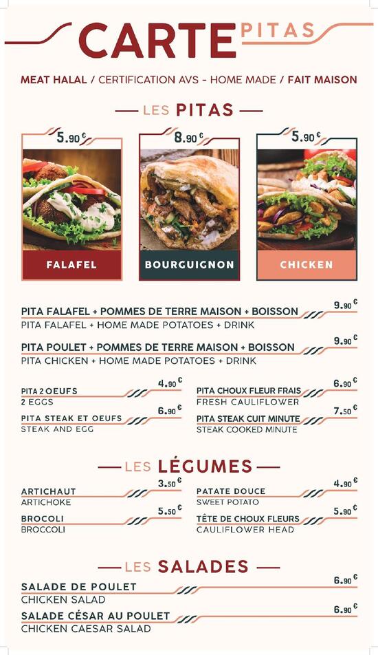 Menu at Rollo Factory restaurant, Paris