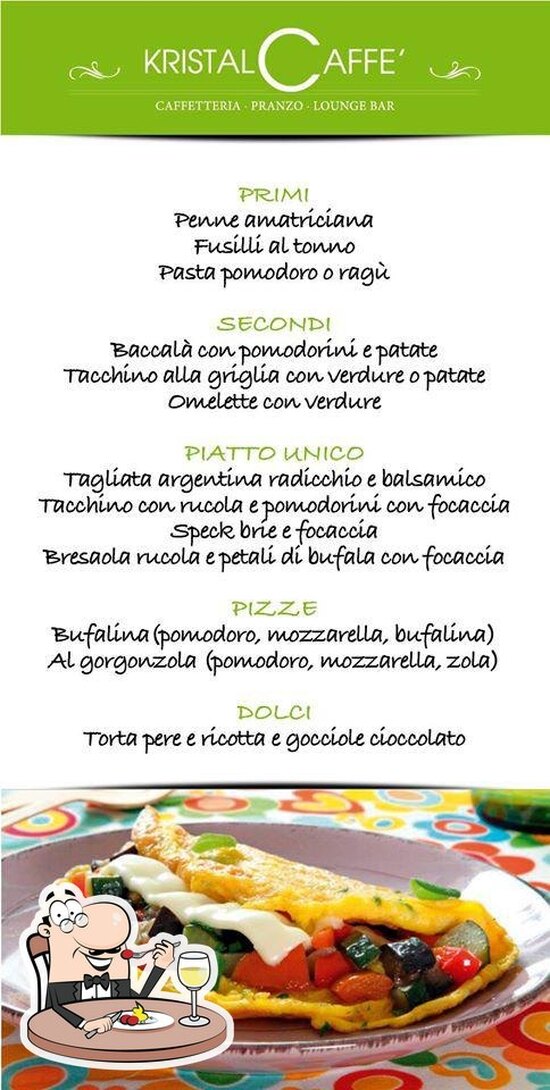 Menu at Kristal Caffè, Bastelica
