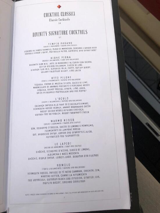 Menu at Divinity Restaurant & Lounge Bar, Rome
