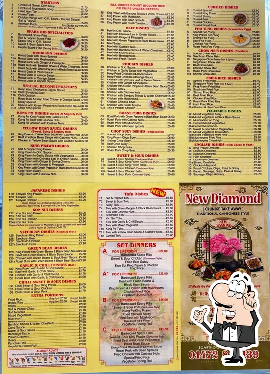 Menu at New Diamond fast food, Grimsby