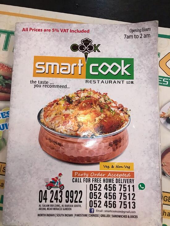 Menu at Smartcook Restaurant, Dubai, Al Salam Building