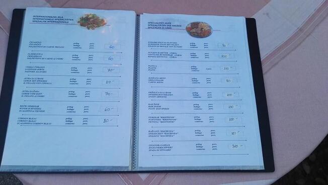 Menu at Hacienda restaurant., Palit