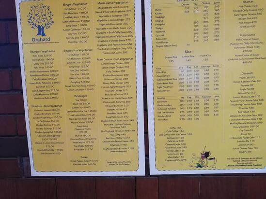 Menu at The Orchard Café, Dehradun