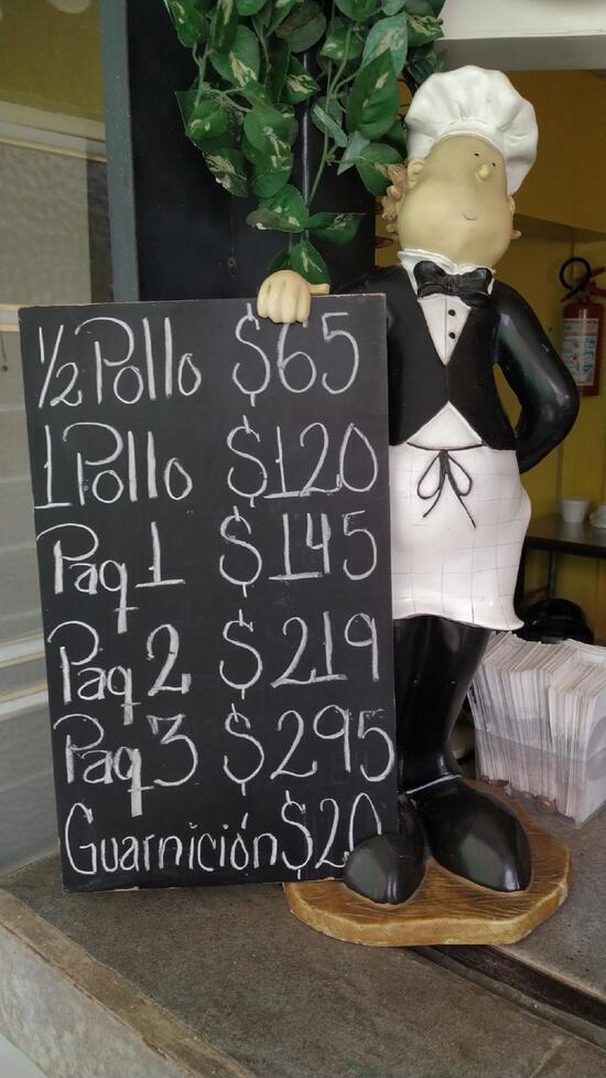Carta del restaurante El Castillo del Pollo, Ciudad del México