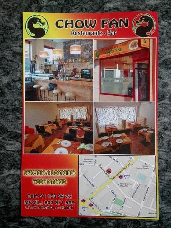 Menu at Chow Fan restaurant, Madrid