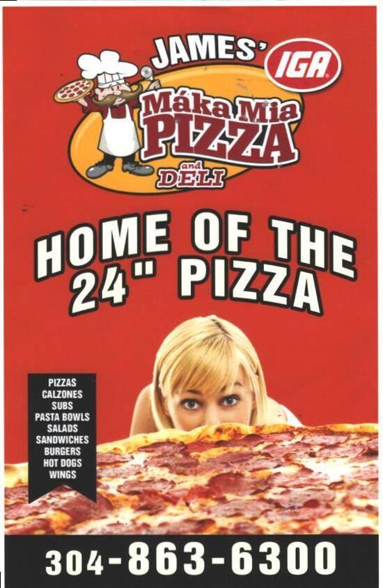 Menu at James IGA / Maka Mia Pizza Washington WV pizzeria, USA