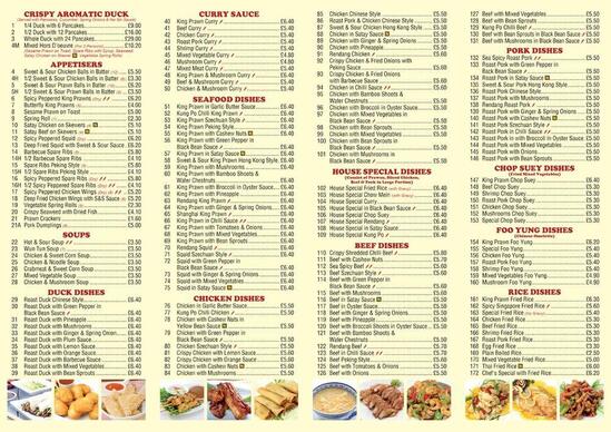 Menu at Royal Jade Inn restaurant, Hayes