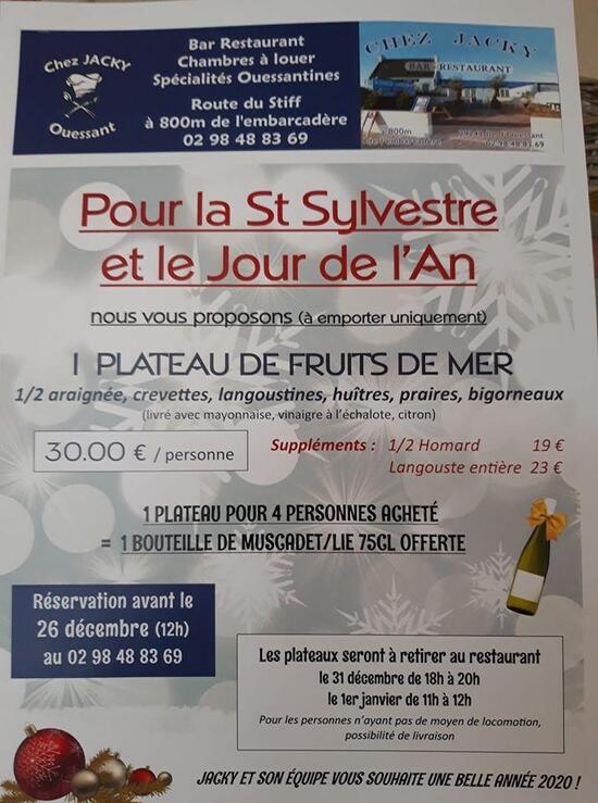 Menu au Chez Jacky restaurant, Ouessant
