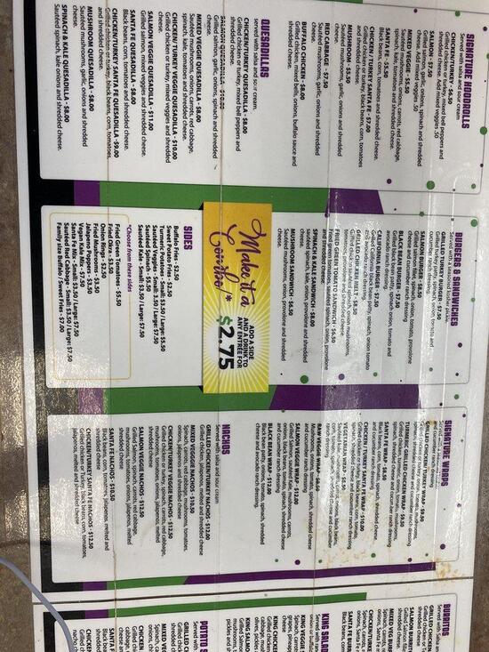 Menu at Smooth Living restaurant, Memphis
