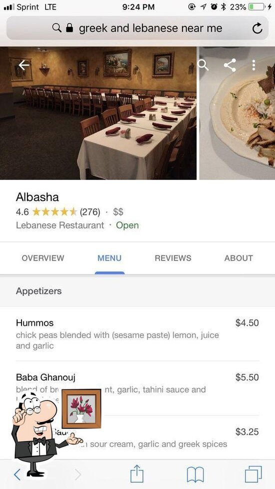 Albasha Greek&Lebanese Restaurant, Baton Rouge - Restaurant menu ...