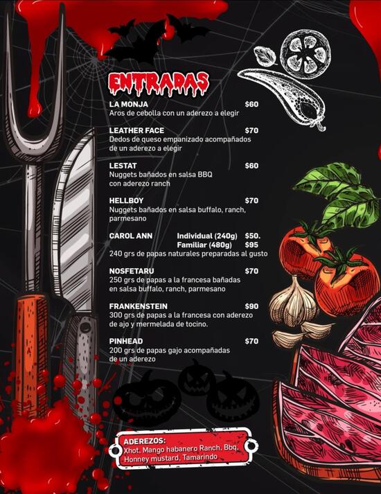 Menu at Planet Terror restaurant, Naucalpan
