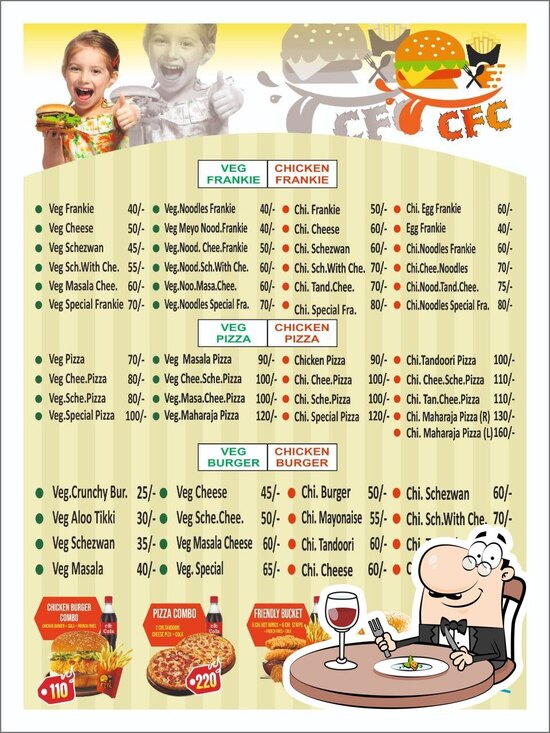 Menu at CFC, Mumbai