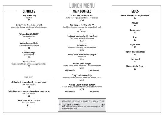 Menu at Garfield House Hotel restaurant, Glasgow