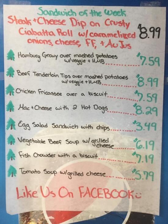 Menu at Ellis Variety and Diner restaurant, Dixfield