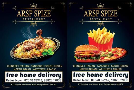 Menu at Arsp Spize Restaurant, Sethiyathope, R.Y Complex