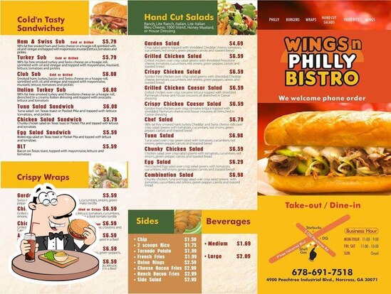 Wings N Philly Bistro in Norcross - Restaurant menu and reviews