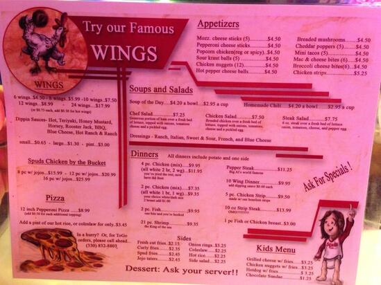 Menu at Spuds Corner pub & bar, North Lawrence