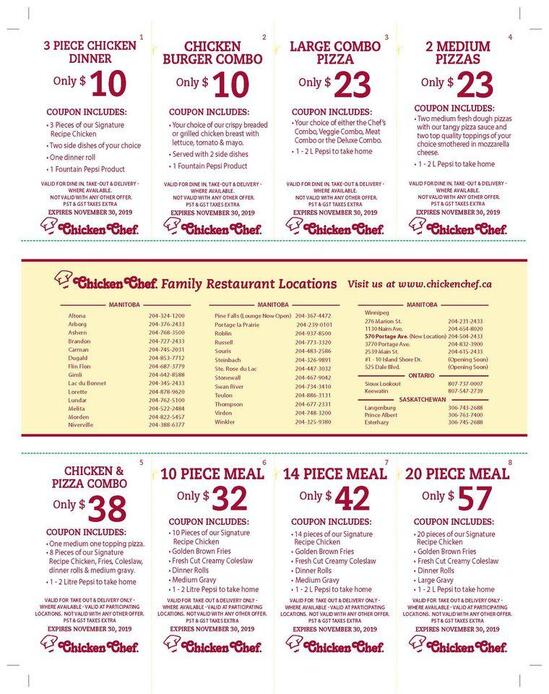 Chicken Chef, 41 Main St E in Ashern - Restaurant menu and reviews