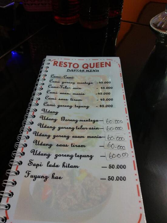 Menu at Resto Mandaya restaurant, Indonesia