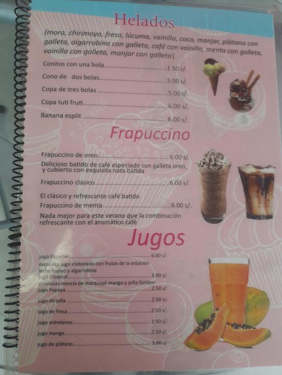 Menu at Snack Heladeria Rosabel restaurant, Chiclayo
