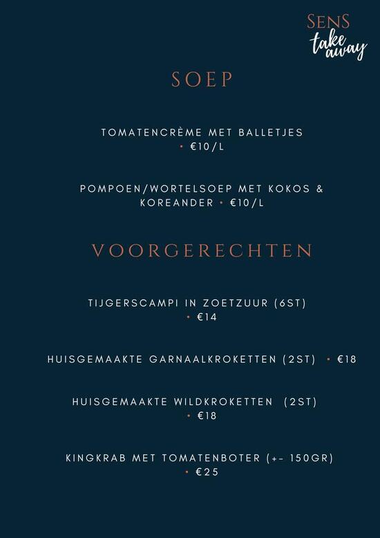 Menu at SenS Merchtem, Merchtem