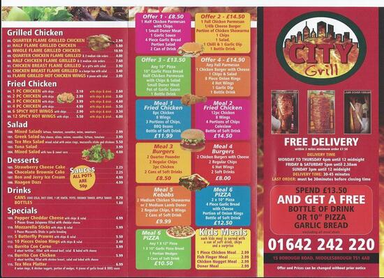 Menu at Shawarma Shop restaurant, Middlesbrough, 135 Victoria Road