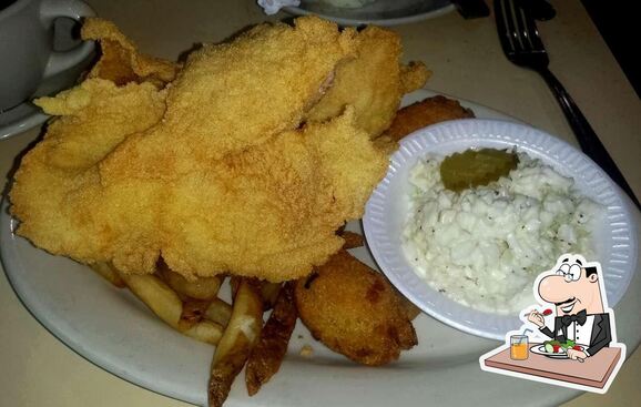 Menu at Middendorf's Manchac restaurant, USA