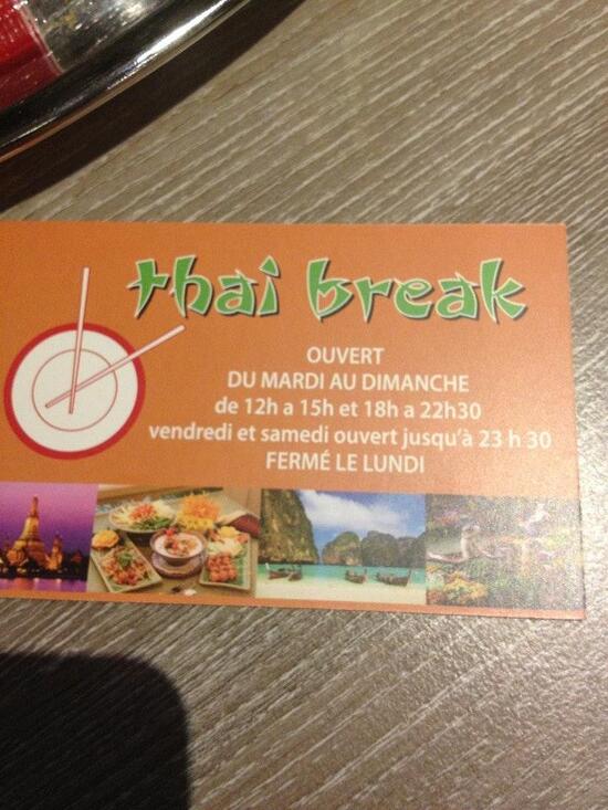 Menu au Thai Break, Waremme