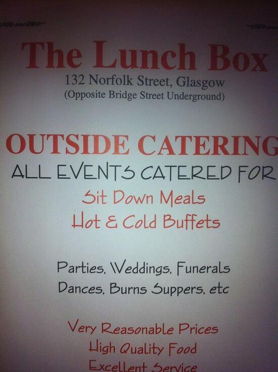 Menu at The lunch box - gorbals cafe, Glasgow