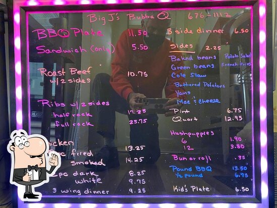 Menu at Big J's Bubba-Q restaurant, Arden