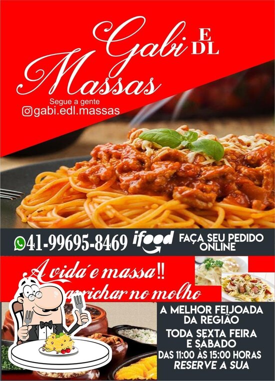 Menu at Gabi edl massas restaurant, Curitiba