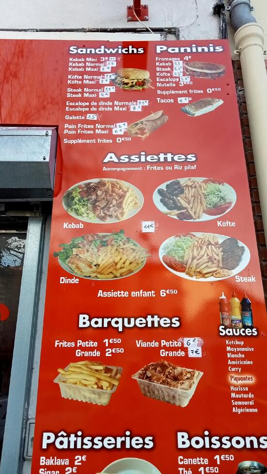 Menu at Galaxy Kebab, Bas-en-Basset
