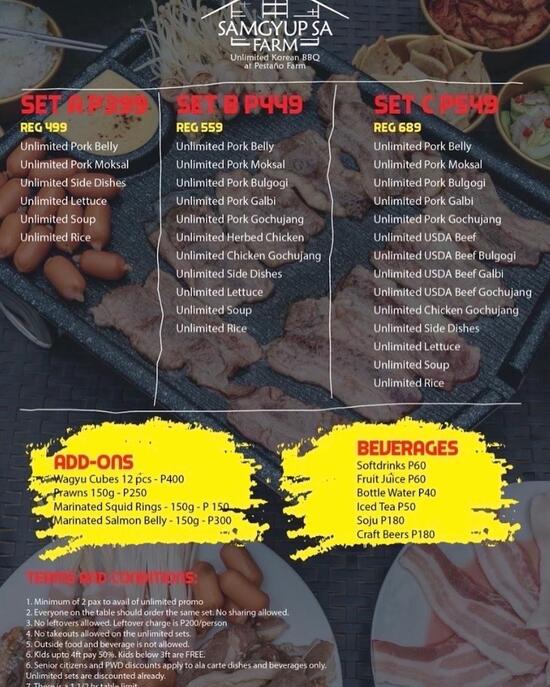 Menu at Sangyup korean style restaurant, Antipolo