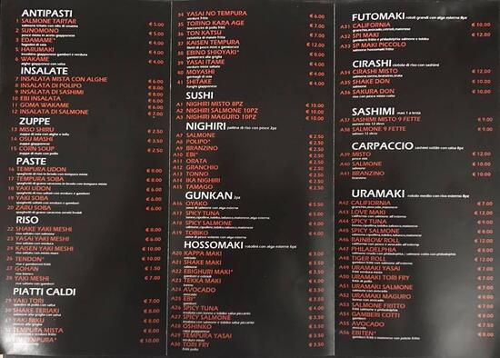Menu at Yuki Sushi - Ristorante Giapponese, Maserà di Padova