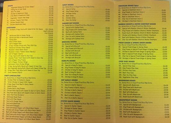 Menu at Happy Chef fast food, Darlington
