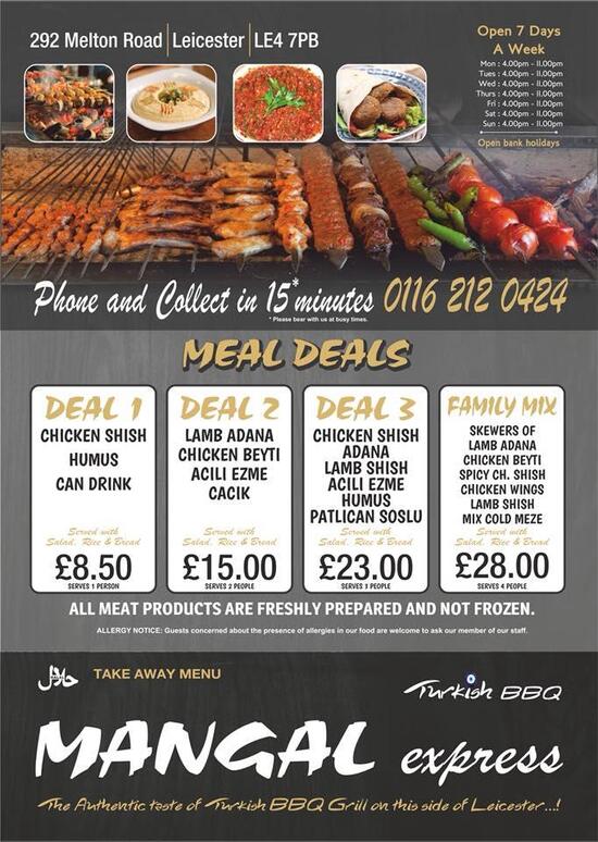 Menu at Mangal Express Leicester restaurant, Leicester