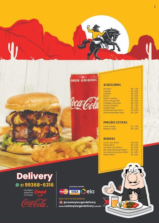 Menu at COWBOY BURGER DELIVERY restaurant, Santa Luzia