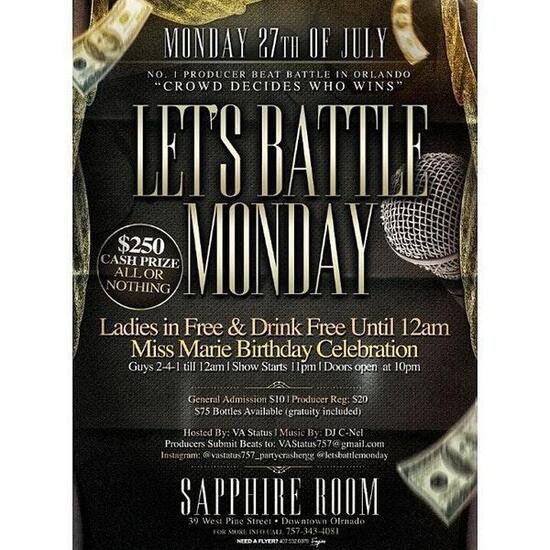 Menu at Sapphire Room pub & bar, Orlando