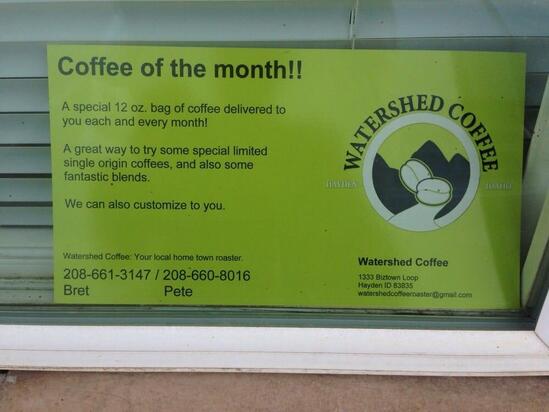 Menu at Watershed Coffee, Hayden
