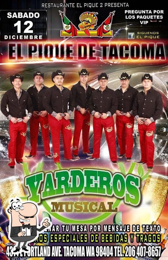 Carta de El pique restaurant nightclub, Tacoma