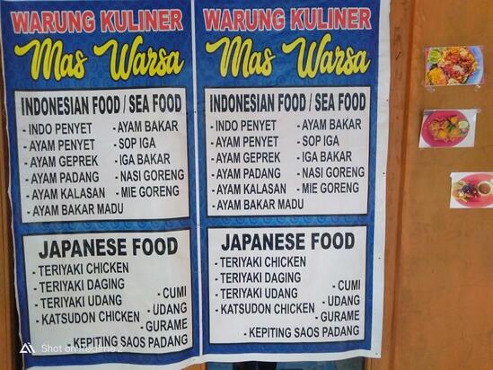 Menu at Warung Kuliner Mas WARSA (K&N) restaurant, Cipancuh