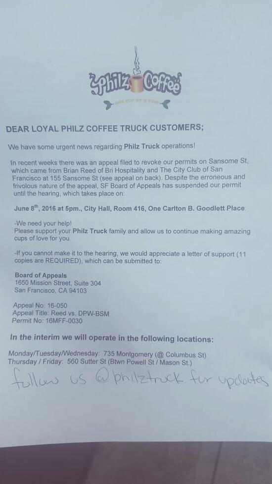 Menu at Philz Coffee, San Francisco