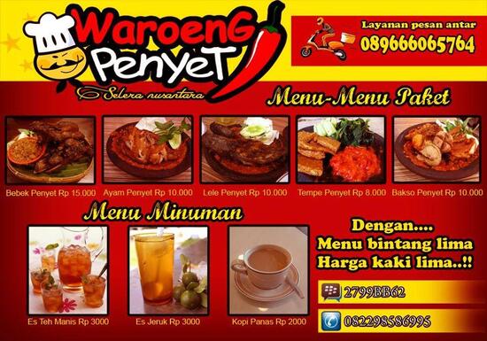 Menu at Waroeng Penyet "Selera Nusantara" restaurant, Panjalin Kidul ...