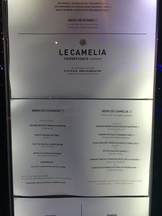 Menu au Le Camélia restaurant, Bougival