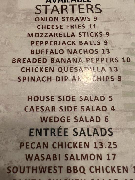 Menu at The Mill House Restaurant, Jasper