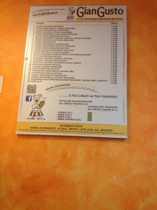 Menu da Il fornino fast food, Grosseto, Viale Giacomo Matteotti